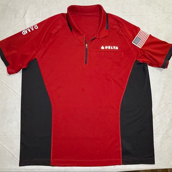 Lands' End | Shirts | Delta Airlines Ramp Zip Polo Shirt Red Employee ...
